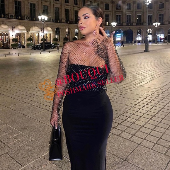 Zara | Tops | Bloggers Fav Zara Rhinestone Mesh Top | Poshmark